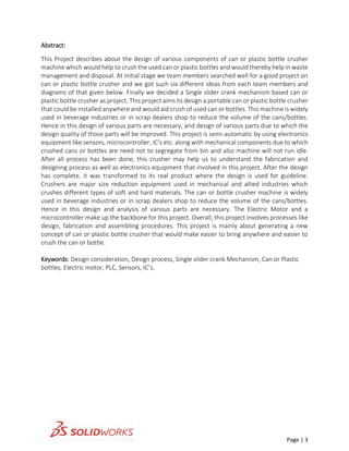 Single Slider Crank mechanism based canplastic bottle crusher.Proj ...