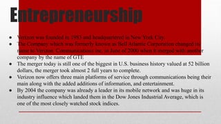 Verizon_Bus100 | PPTX | Telecommunications Industry | Industries