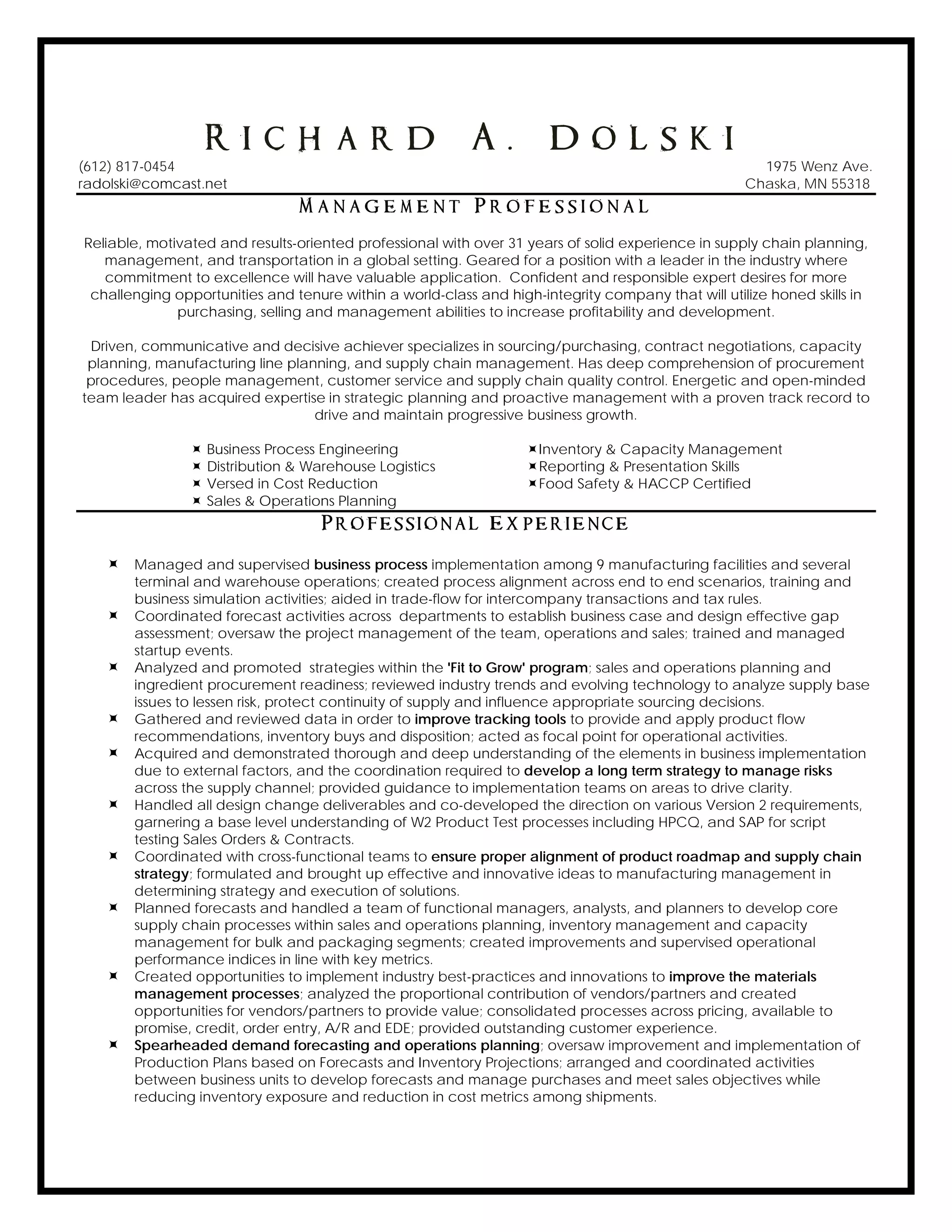 Richard A. Dolski Resume2 | PDF