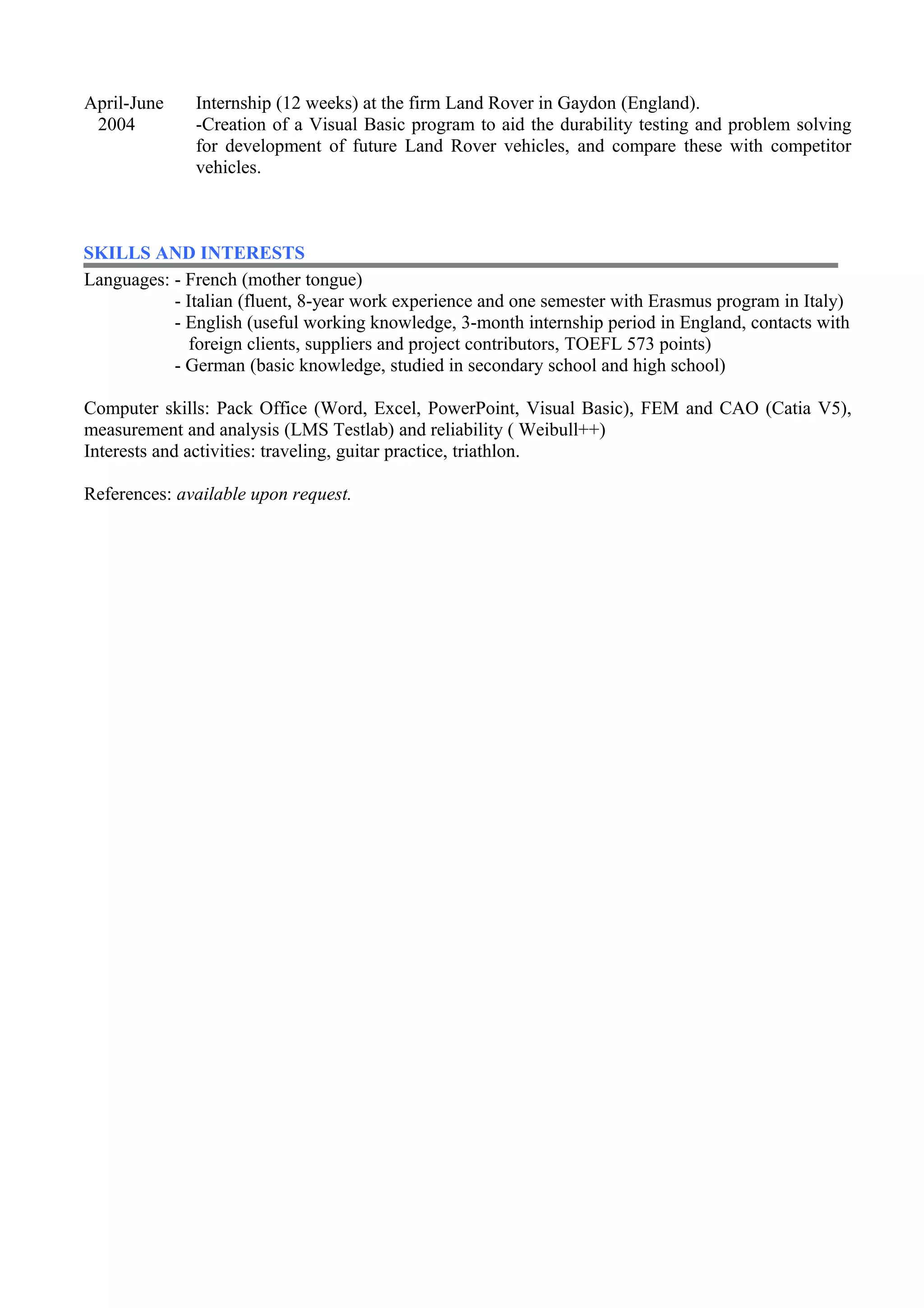 Benjamin Laporte 2016 resume | DOC