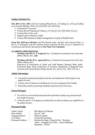 Resume | DOC | Business Accounting & Finance | Business