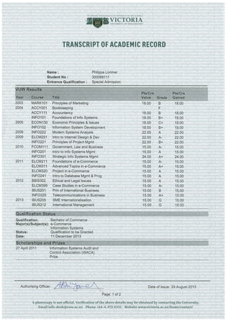 Official Uni Transcript | PDF
