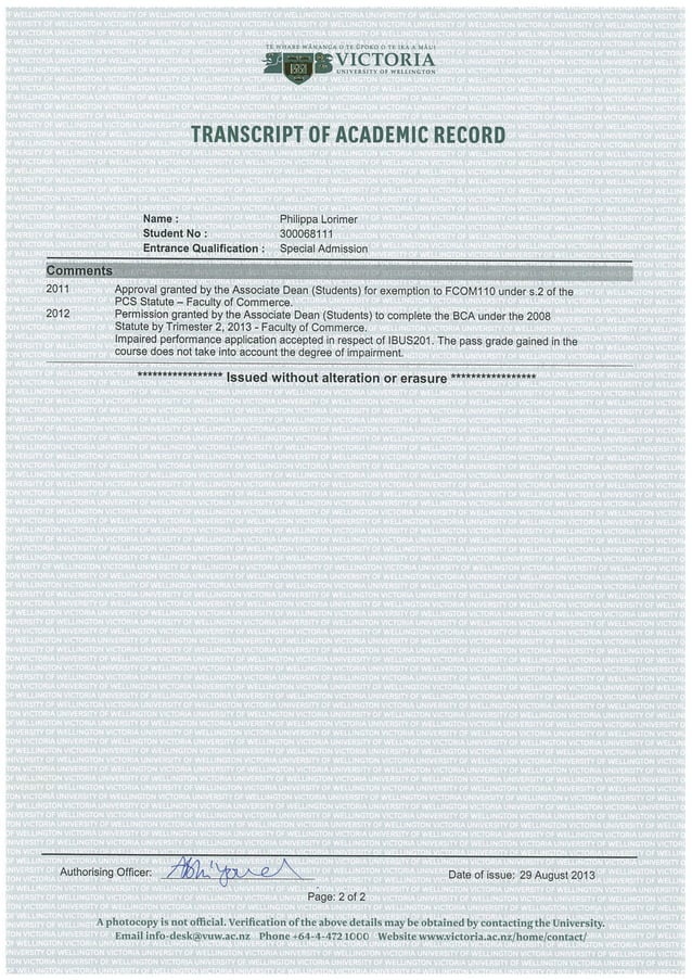 Official Uni Transcript | PDF