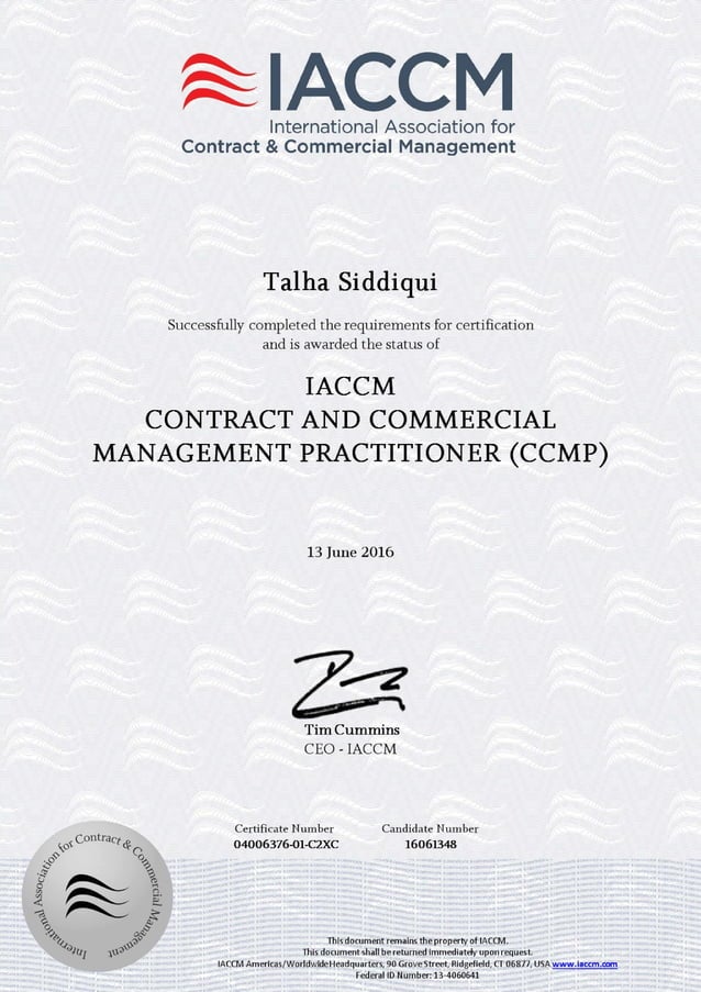 IACCM Certificate | PDF