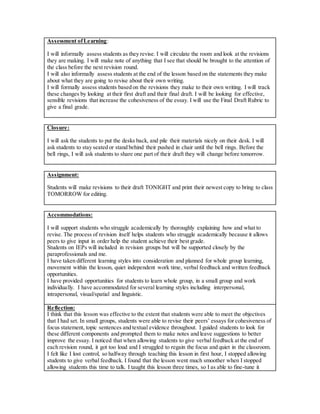 Unit Plan Lesson- Revising | DOCX