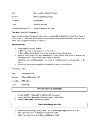 Automation and Web Appilcation Testing - 3.6 Years | DOCX | Computer ...