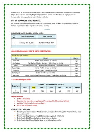 8 nts - BUDDHIST HIGHLIGHT TOUR Ex - Kolkata | DOCX