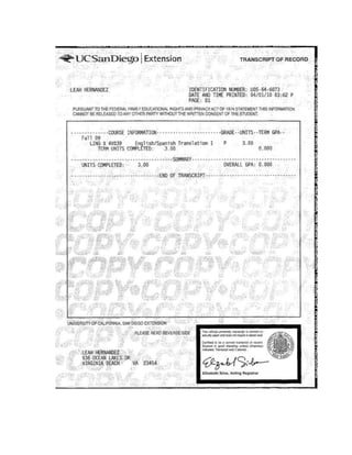 UCSD Translation Transcript | PDF