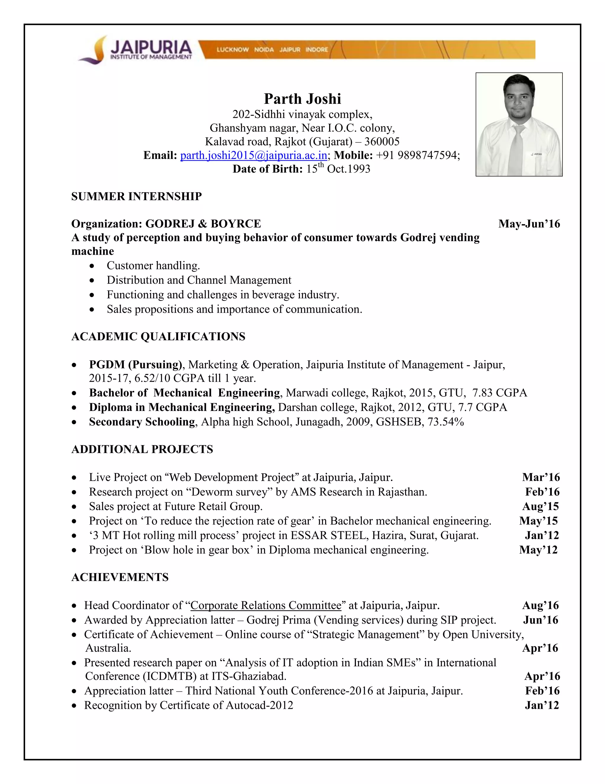 Parth MASTER Resume | PDF
