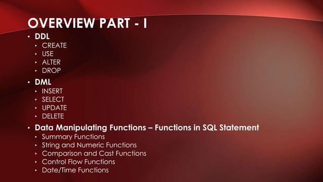 DDL,DML,SQL Functions and Joins | PPTX