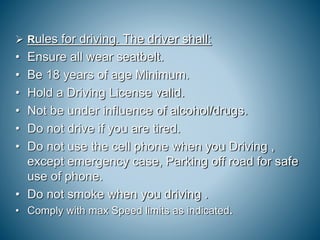 Journey Management and Safely Driving Procedure | PPSX