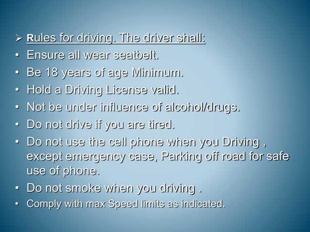 Journey Management and Safely Driving Procedure | PPSX