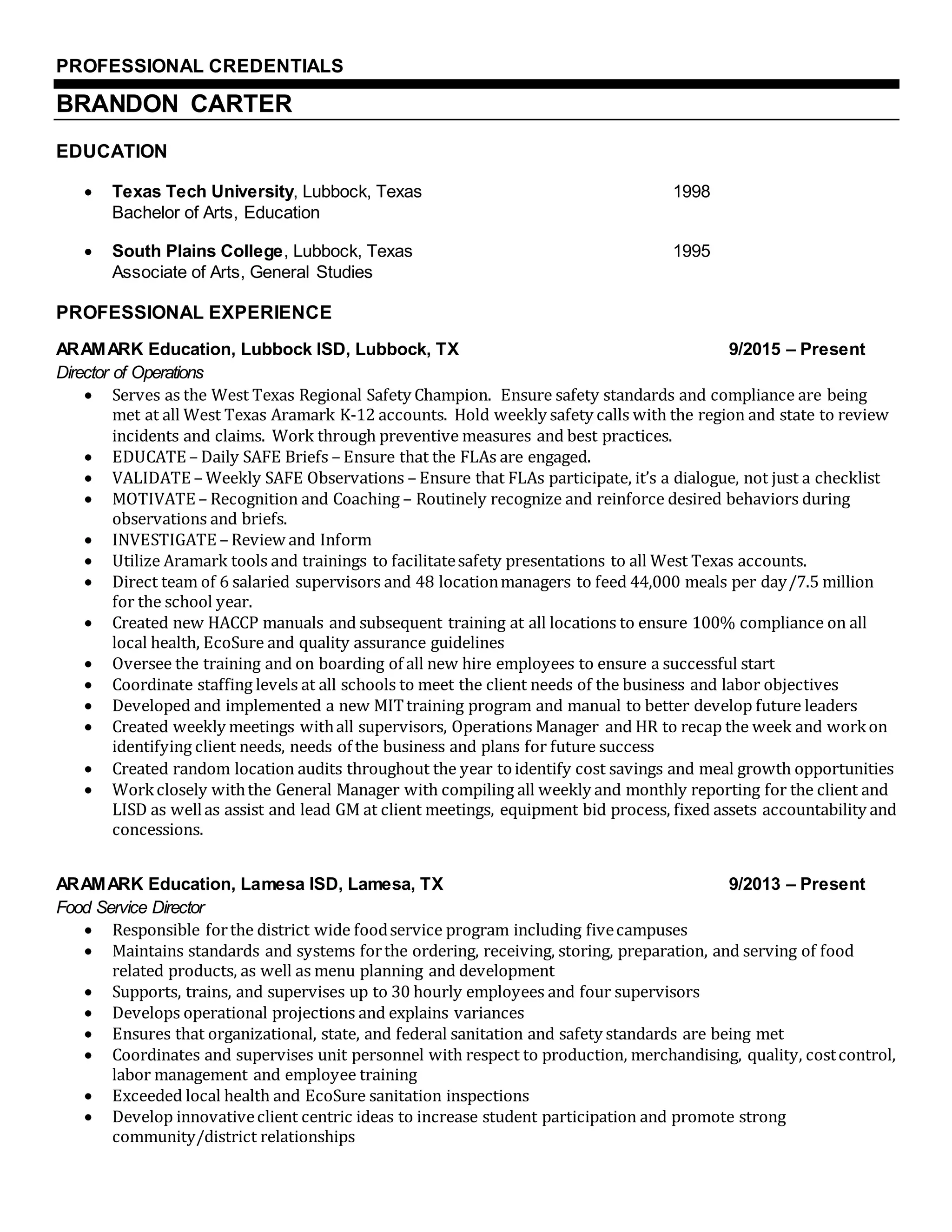 Brandon Carter Resume | DOCX
