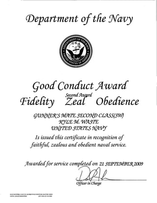 Good Conduct Award Sep2009 | PDF