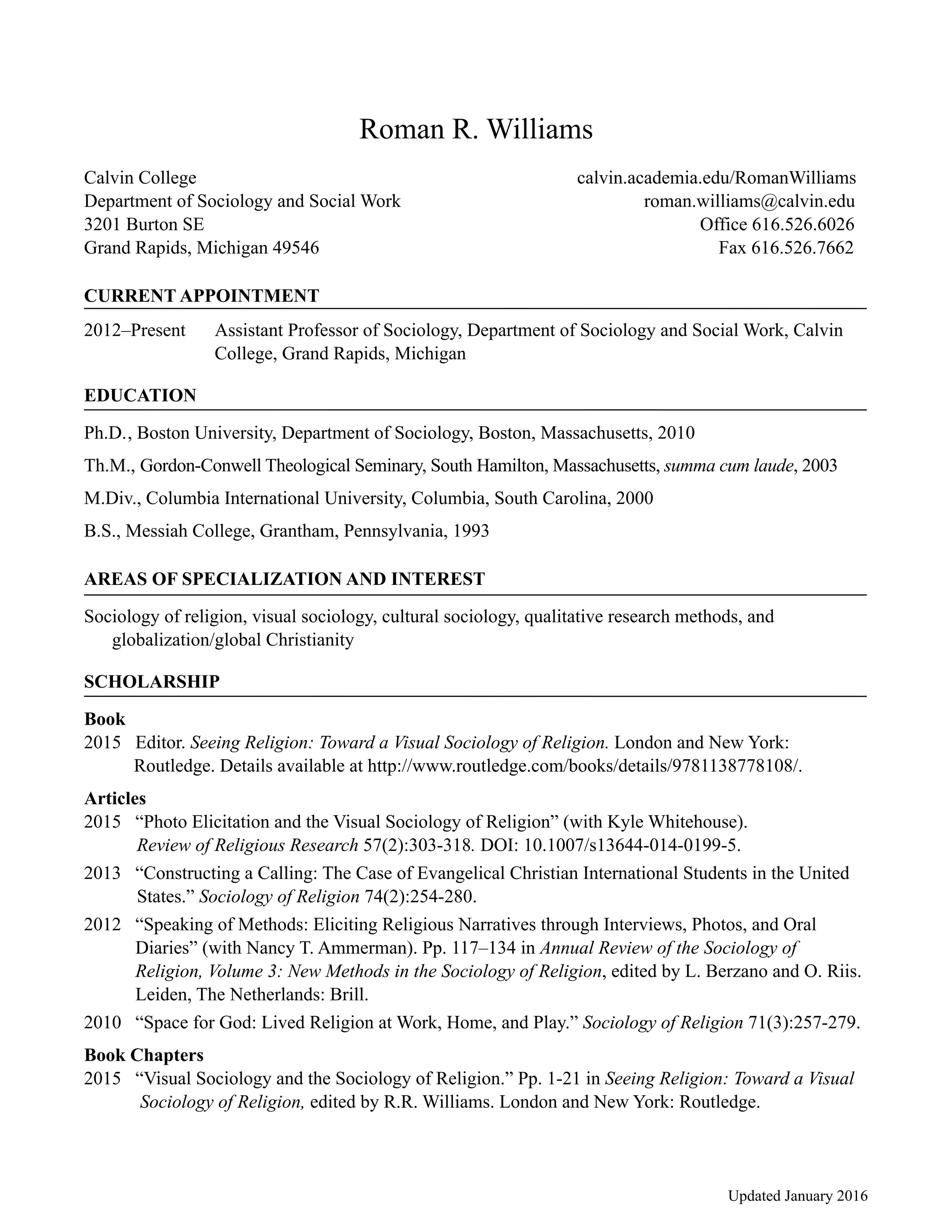 RWilliams-CV2016 | PDF