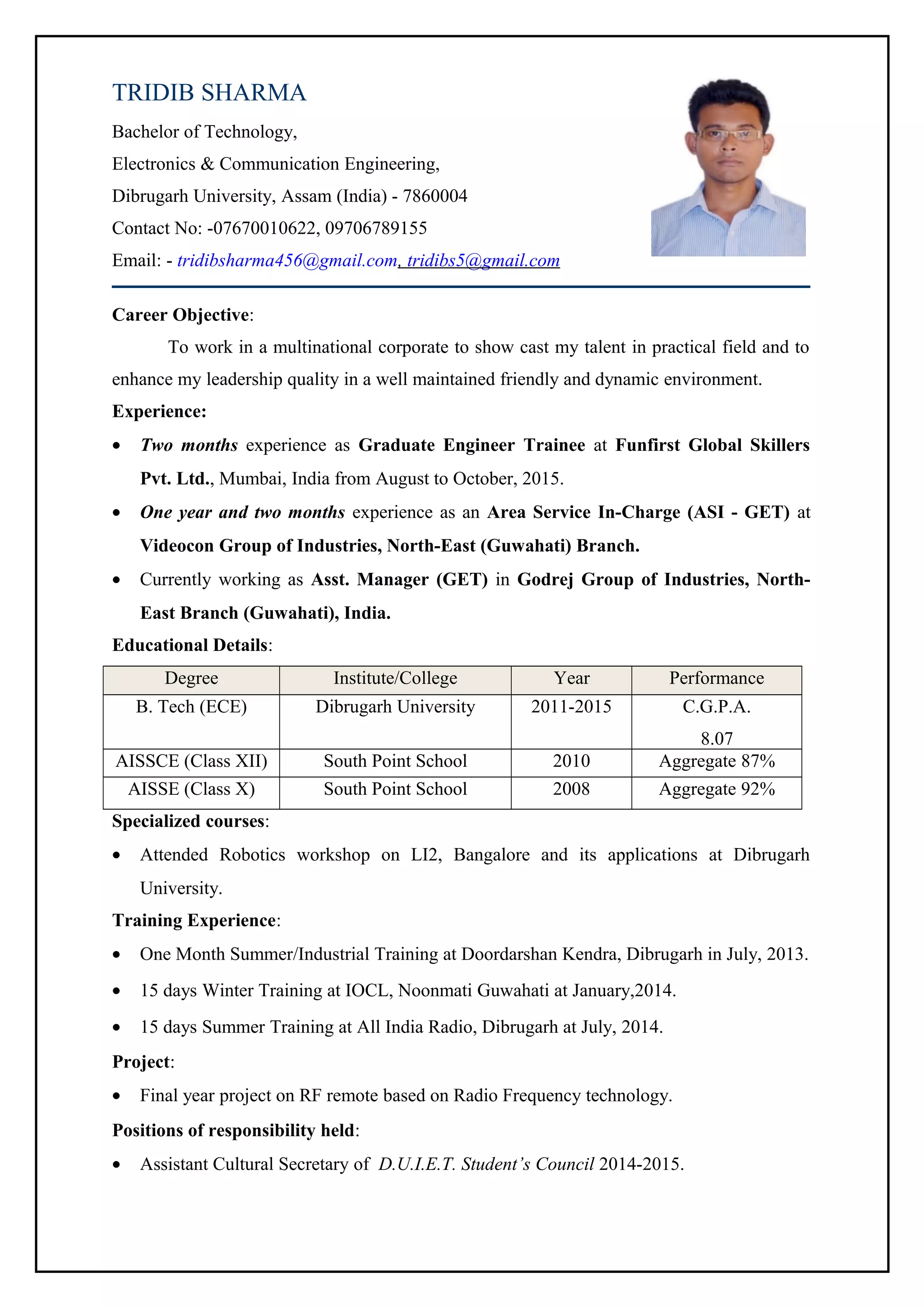 UPDATED -- TRIDIB SHARMA -- CV | DOC | Computing | Technology & Computing