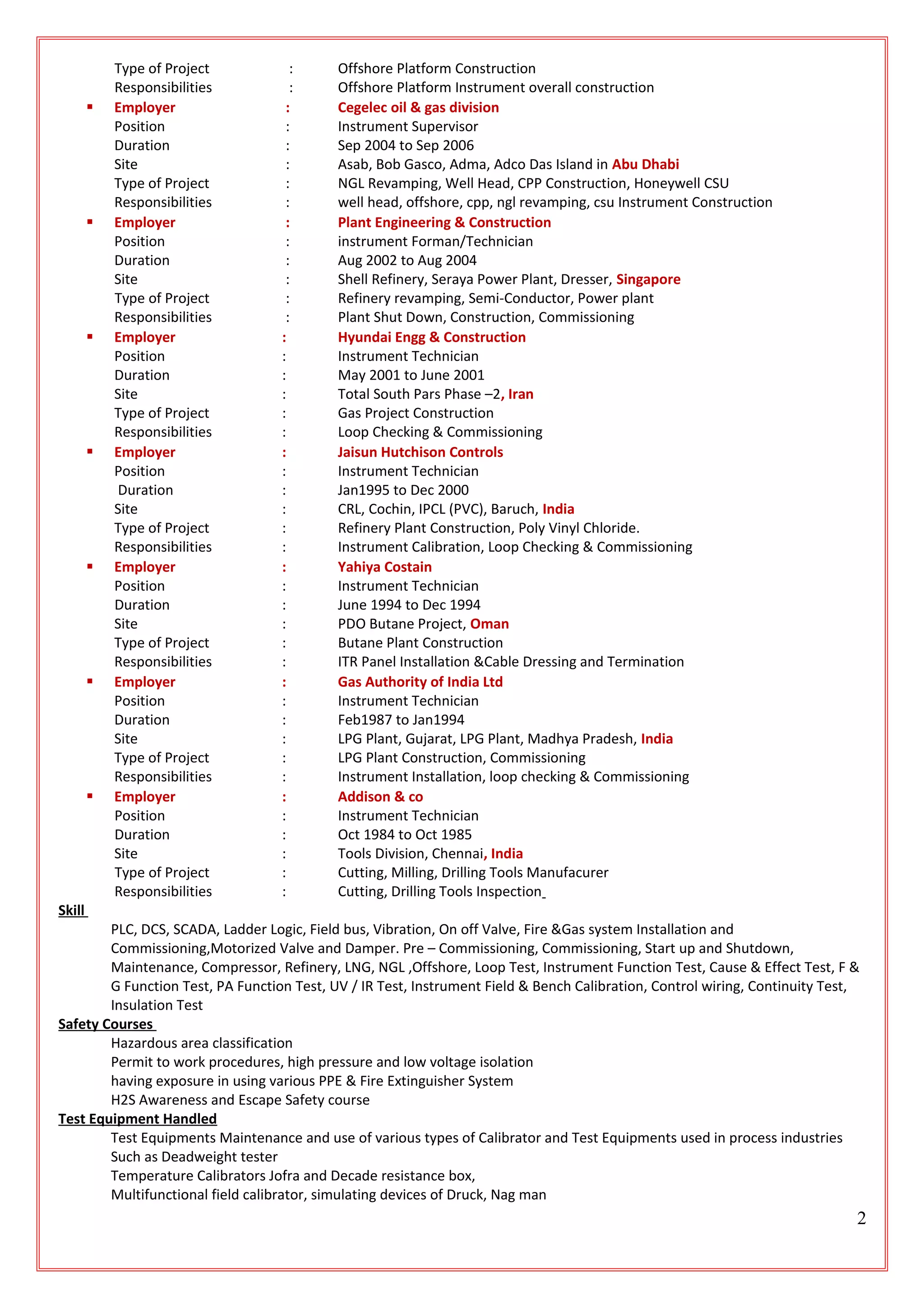 Instrument Supervisor CV | DOC