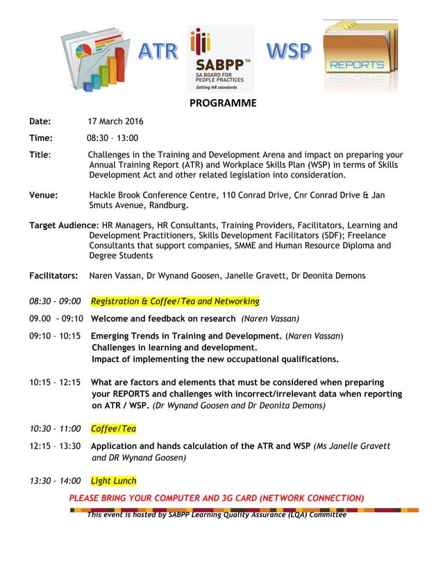SABPP ATR WSP Workshop revised March 2016 | PDF