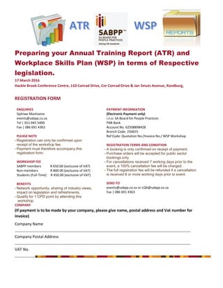 SABPP ATR WSP Workshop revised March 2016 | PDF