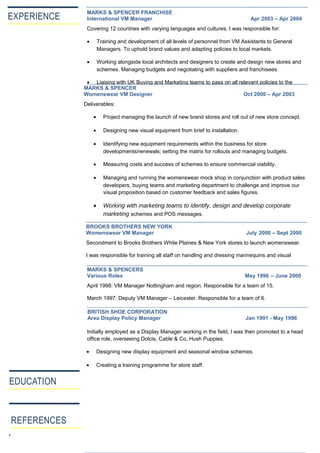 Craig Smith CV May 2014roly | DOC | Retail Industry | Industries