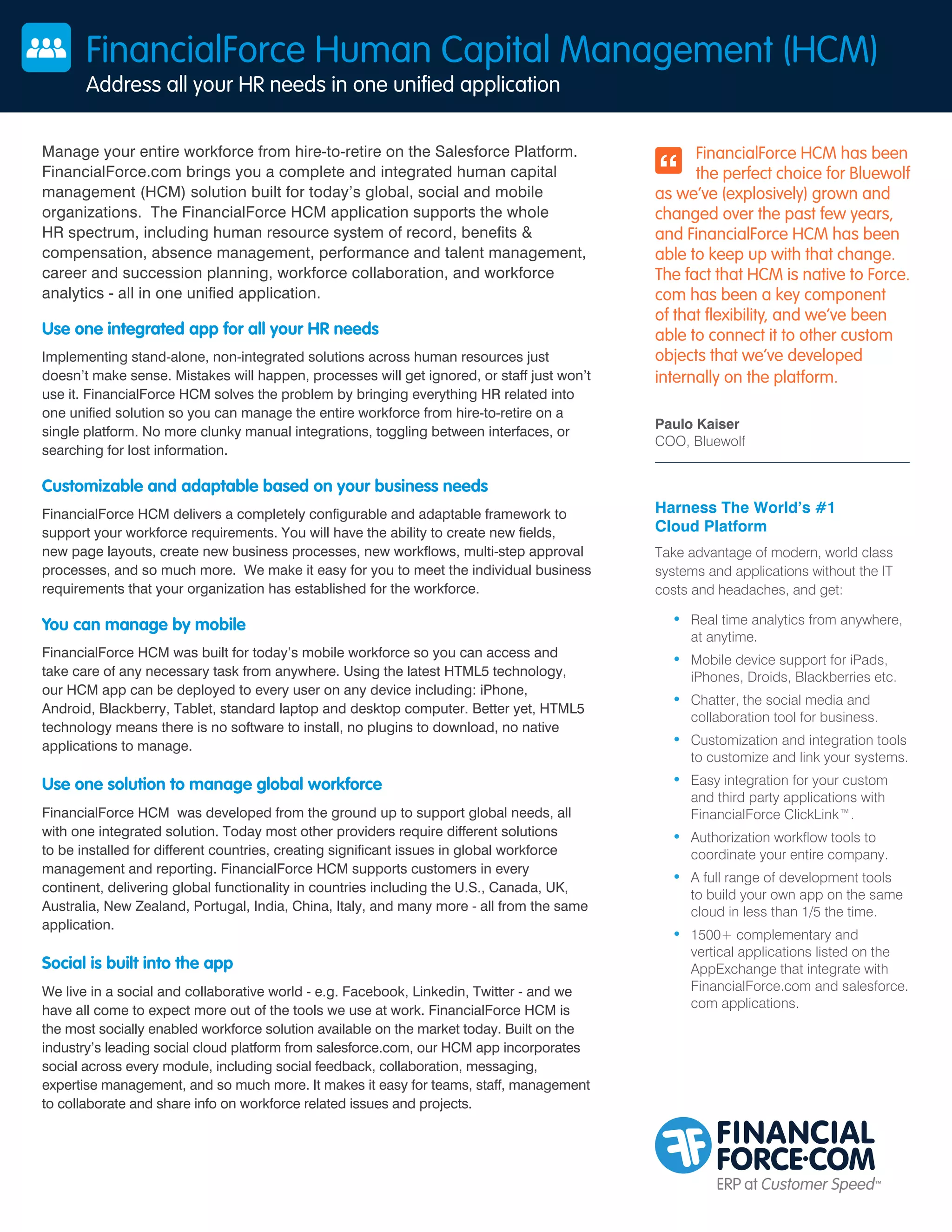 FinancialForce Human Capital Management (HCM) Datasheet | PDF