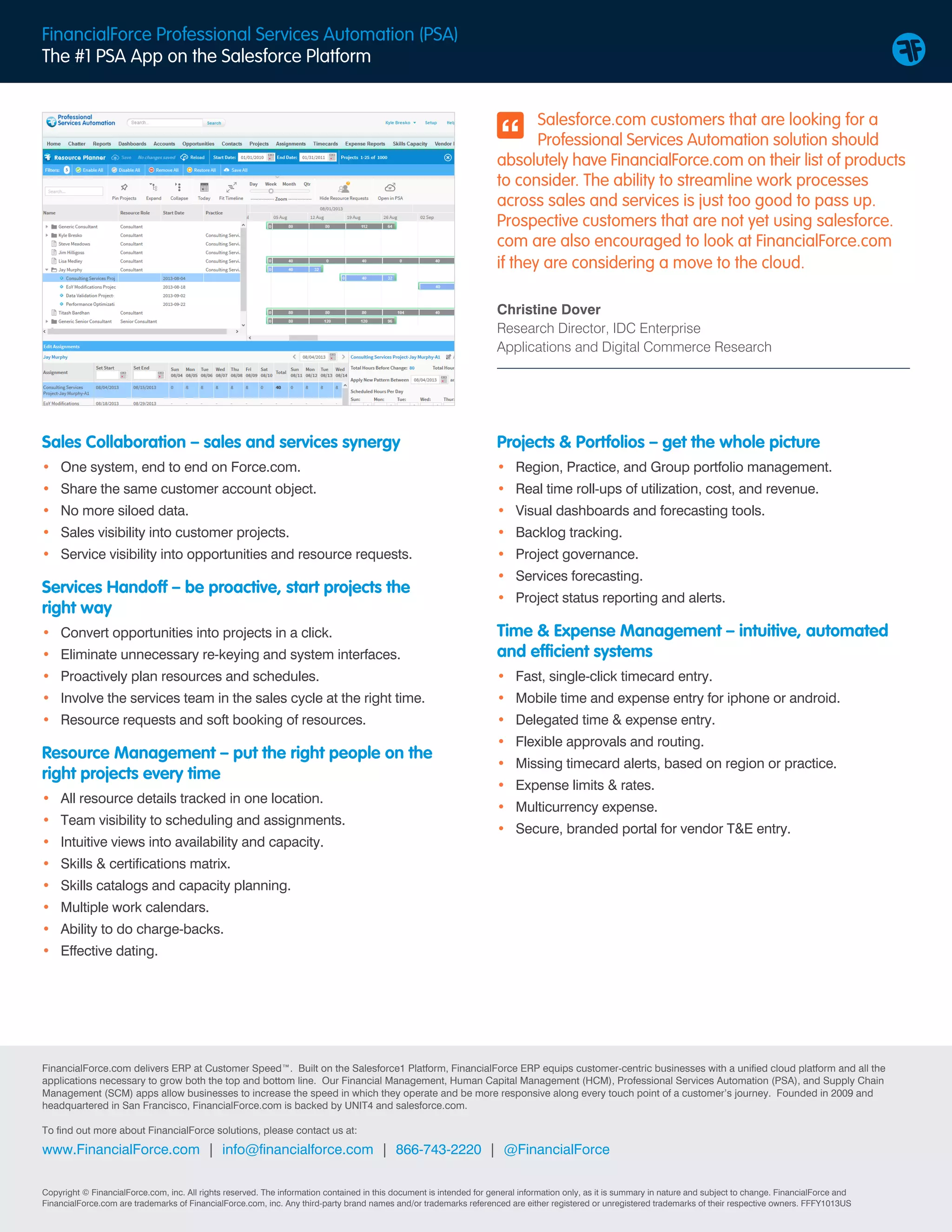 FinancialForce Professional Services Automation (PSA) Datasheet | PDF