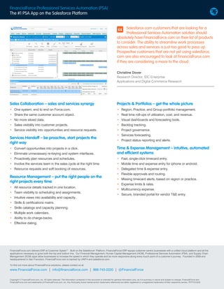 FinancialForce Professional Services Automation (PSA) Datasheet | PDF | Cloud Computing | Internet