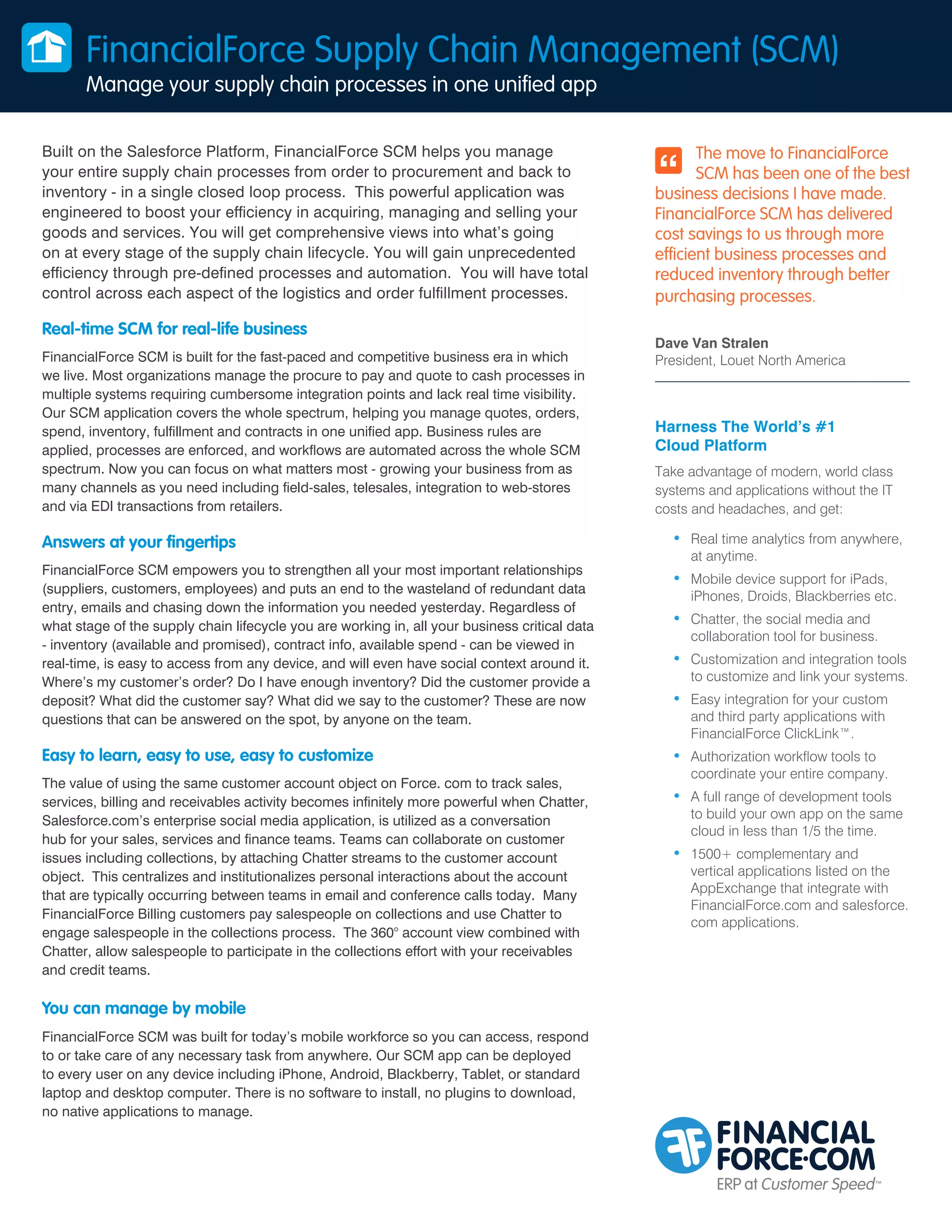 FinancialForce Supply Chain Management (SCM) Datasheet | PDF