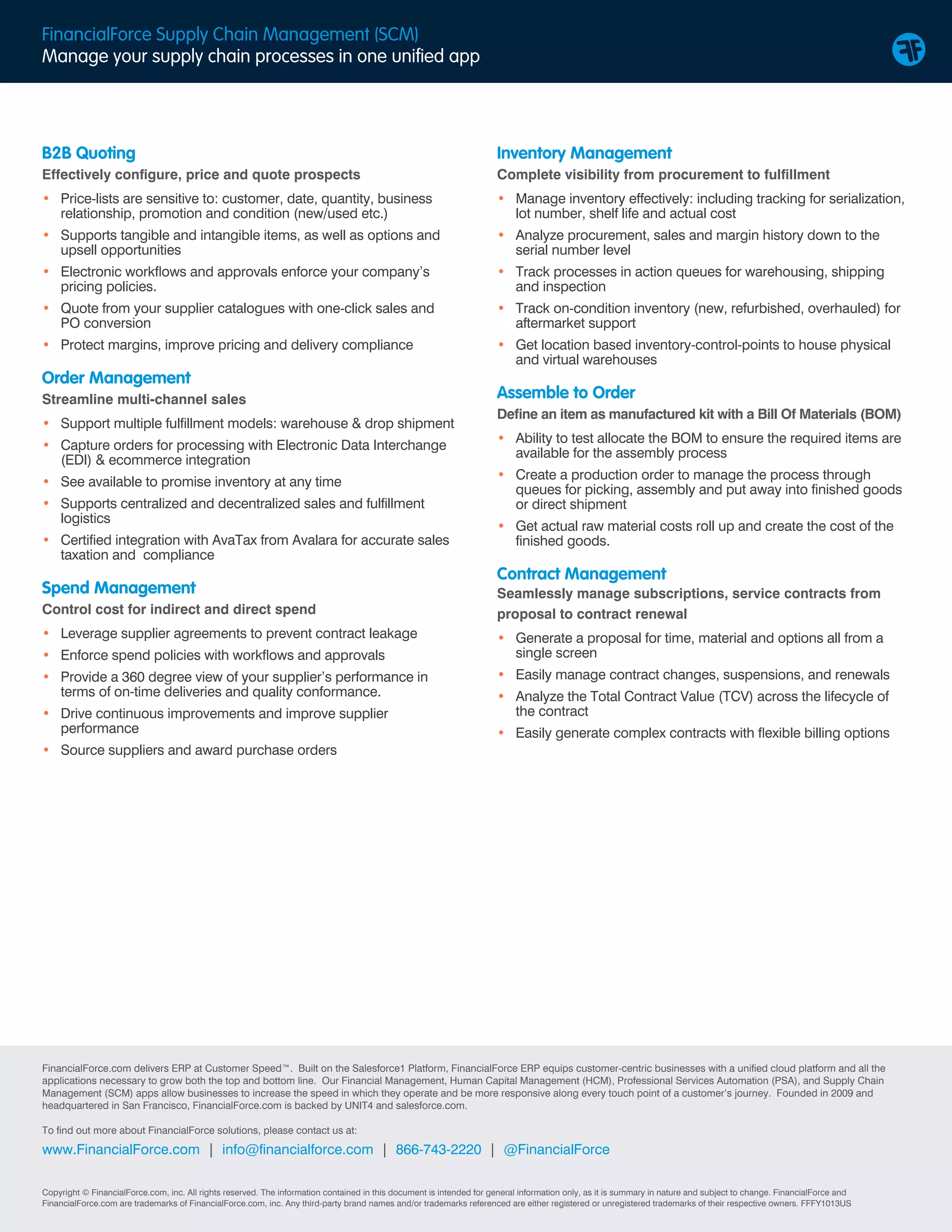 FinancialForce Supply Chain Management (SCM) Datasheet | PDF