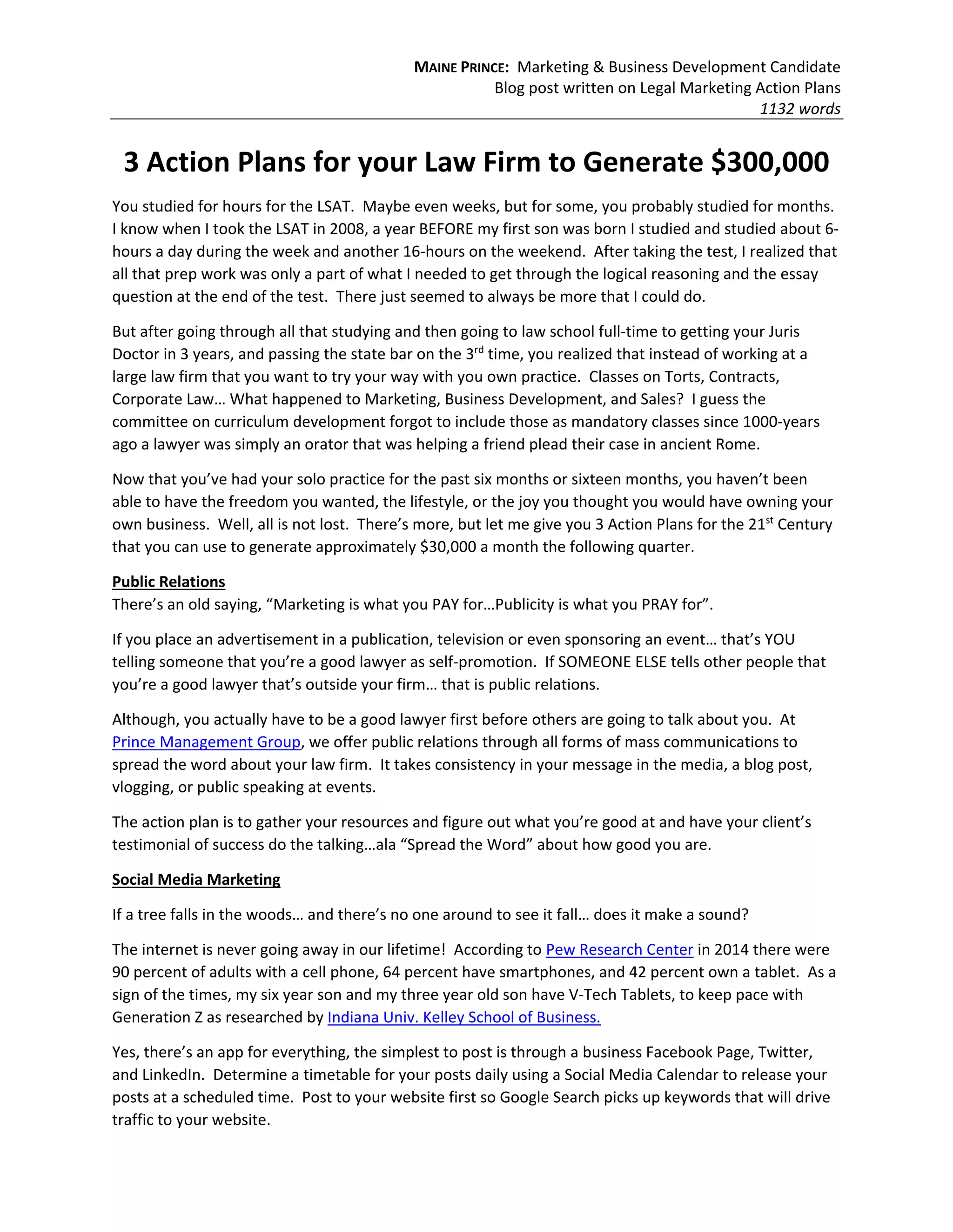 Writing Sample - Attorney Action Plans | PDF