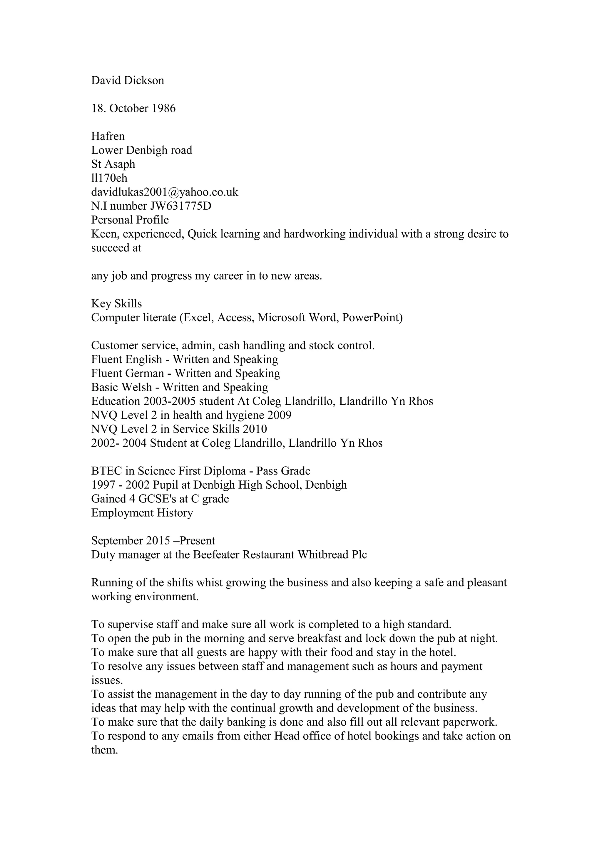 David Dickson cv | DOC