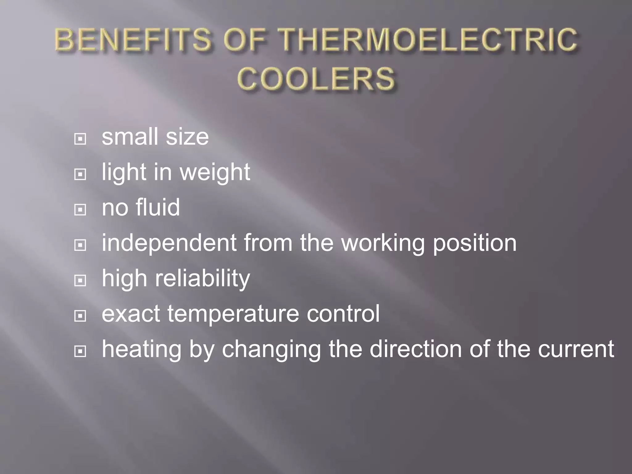 Thermo electric coolers | PPTX