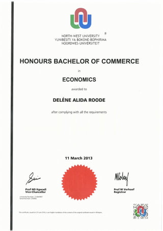 HONSBCOM ECONOMICS certificate | PDF