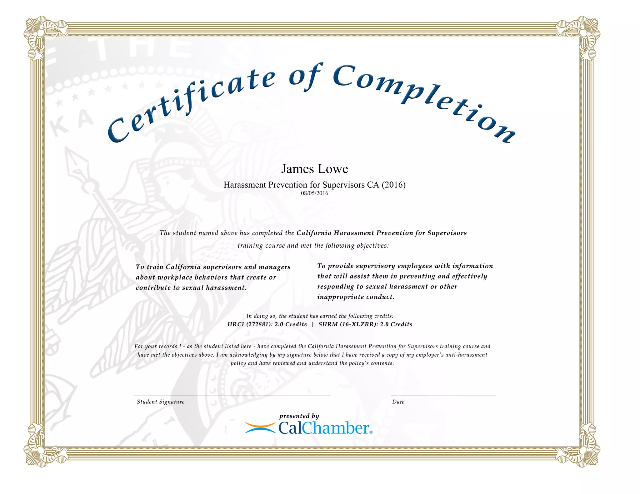 Anti Harassment Certificate | PDF