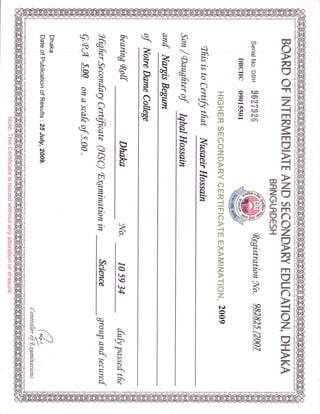 H.S.C certificate | PDF