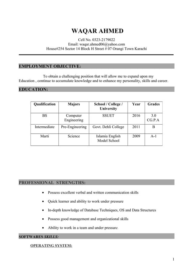 WAQAR CV | DOC