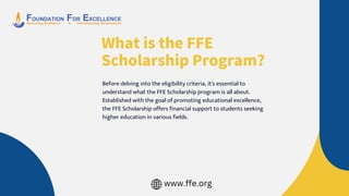 FFE Scholarship Eligibility Criteria: Your Path to Educational ...