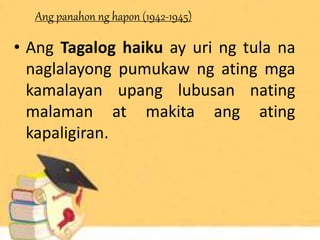Haiku sa panahon ng hapon | PPTX