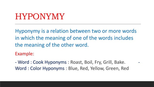 HOMONYM, POLYSEM &HYPONYMY | PPT