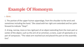 HOMONYM, POLYSEM &HYPONYMY | PPSX