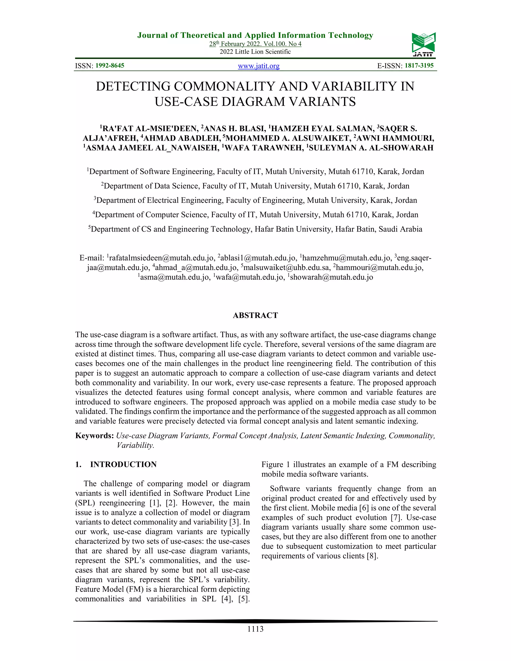 Detecting commonality and variability in use-case diagram variants | PDF