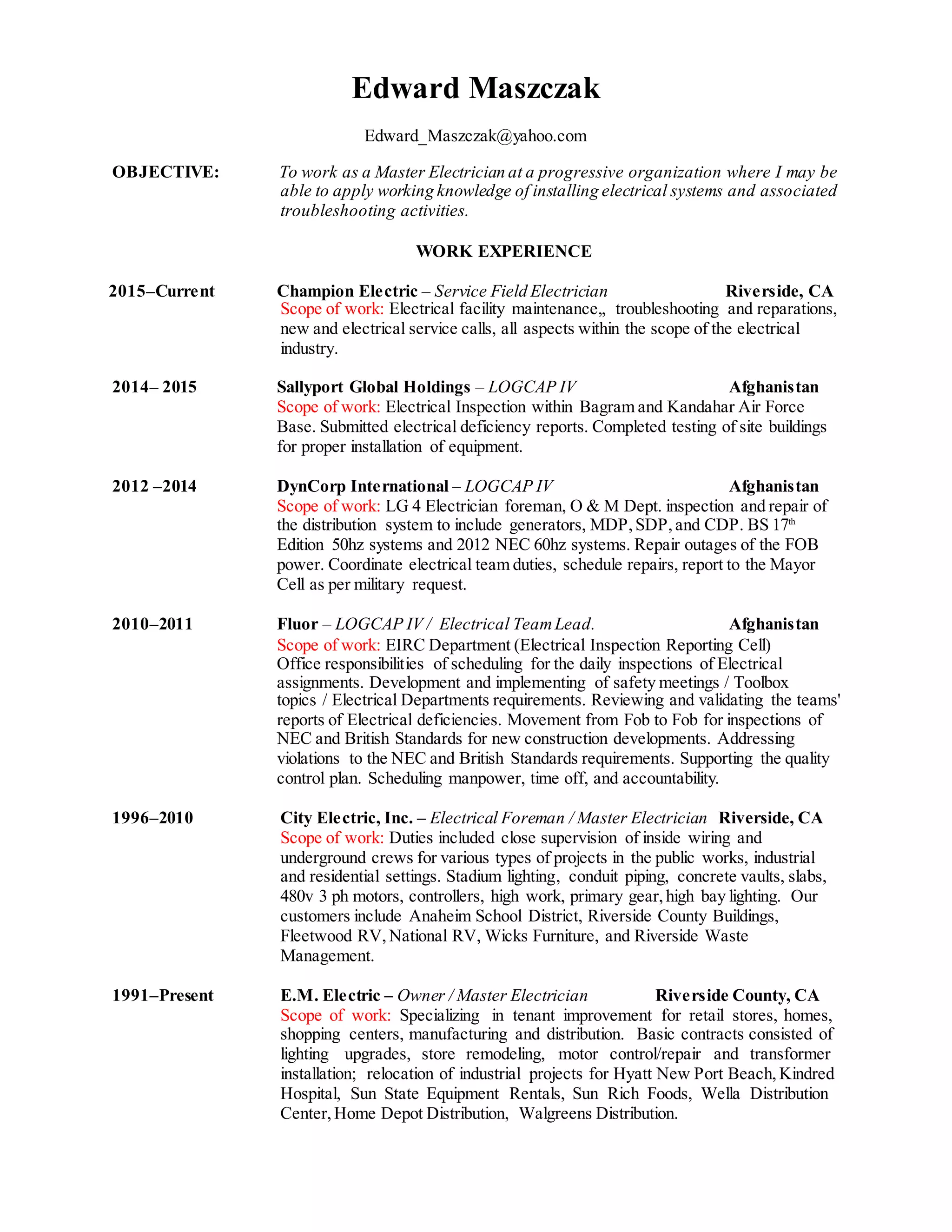 Resume Edward Maszczak linkedin | DOCX