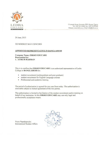 Ledra College- MOU | PDF