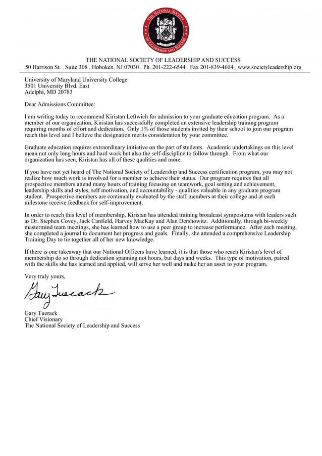 Graduate Studies Recommendation letter | PDF