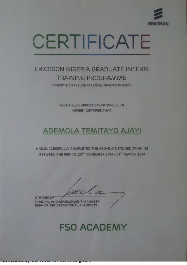 Ericsson certificate | PDF