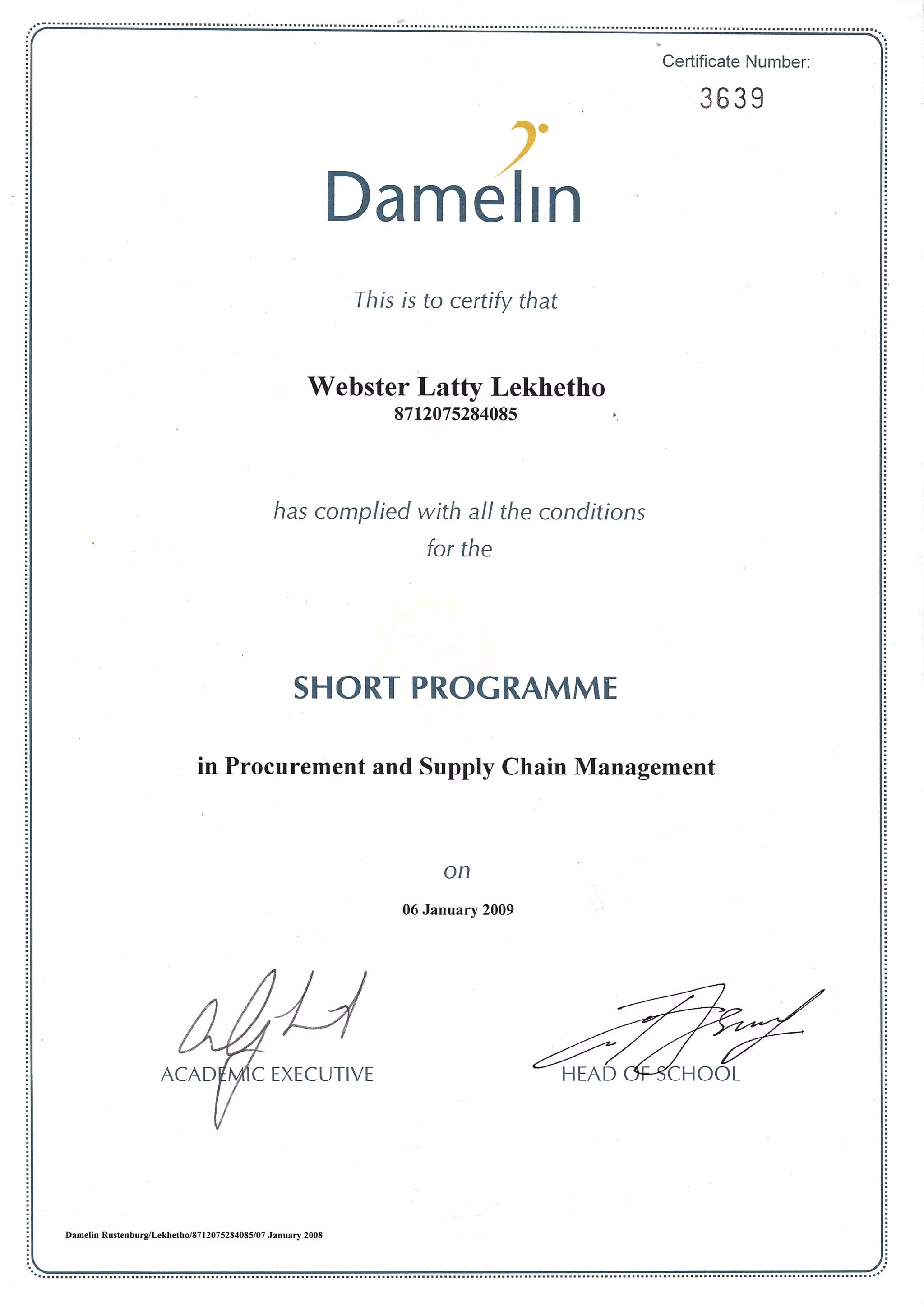 Webster Certificate Procurement | PDF