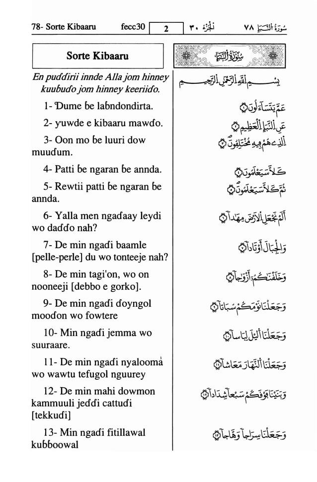 Al-Fatihah and Juz Amma and translating their meanings into the Fulani ...
