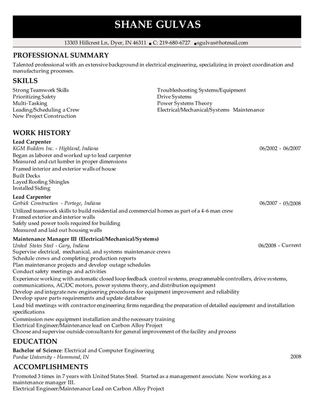 Shane Gulvas July 2015 Resume | PDF
