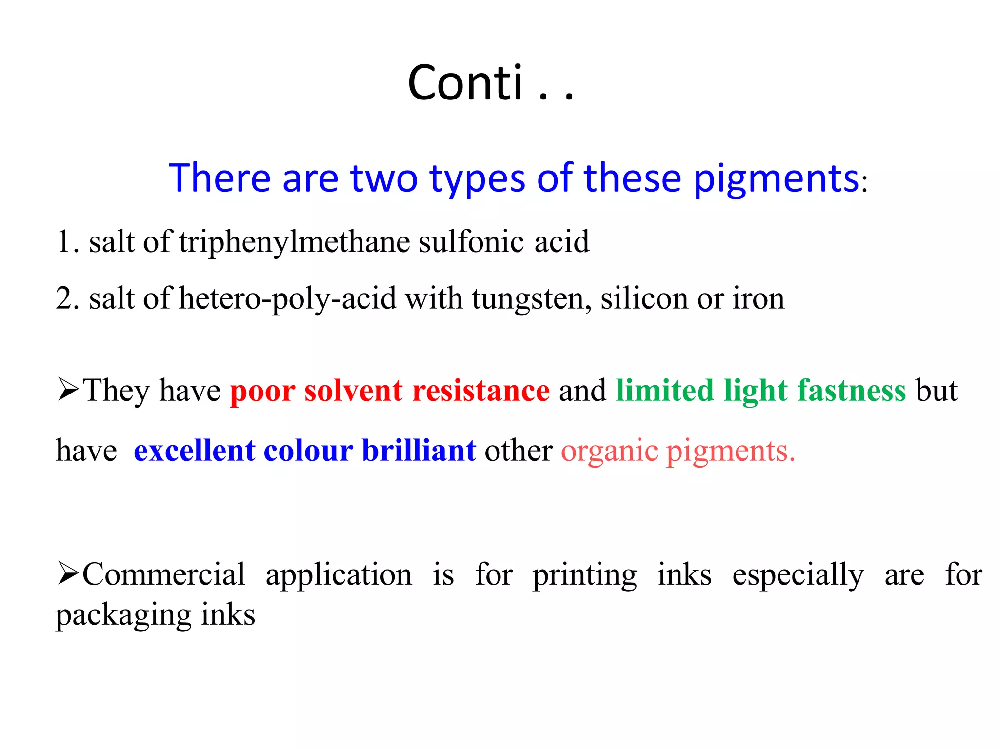 pigments and their characterstics | PPTX