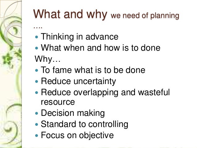 principle of planning